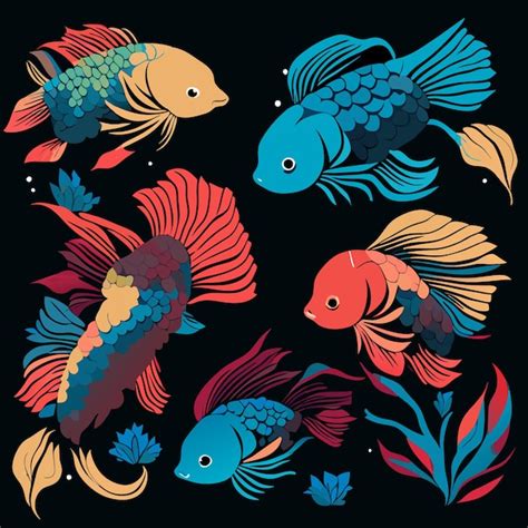 Premium Vector Digital Exotic Fish Art Collection