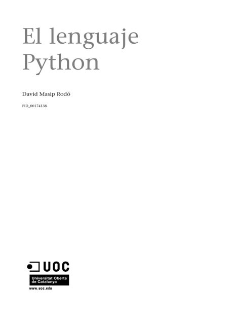 El Lenguaje Python Edici N David Masip Rod Pdf Solucionario