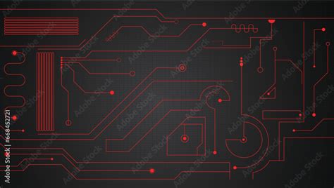 Vector Red Circuit Board Wallpaper Digital Technology Background Stock