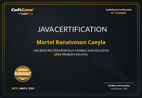Codingame Certification