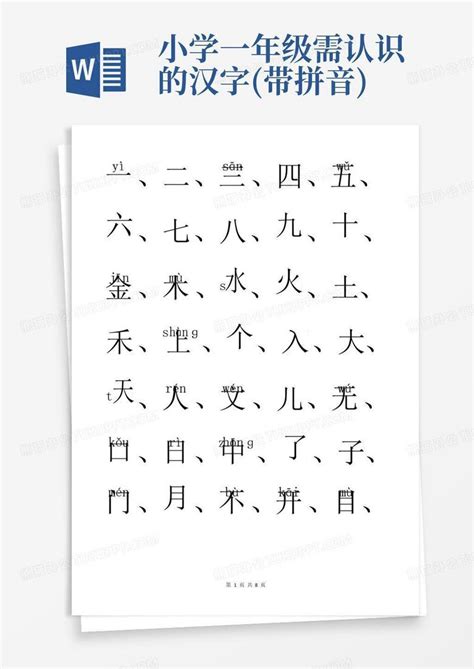 小学一年级需认识的汉字 带拼音 Word模板下载 编号lmpmgkew 熊猫办公