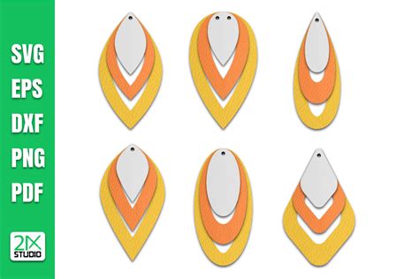Leaf Stacked Earring Template No2 Graphic By 21xstudio · Creative Fabrica