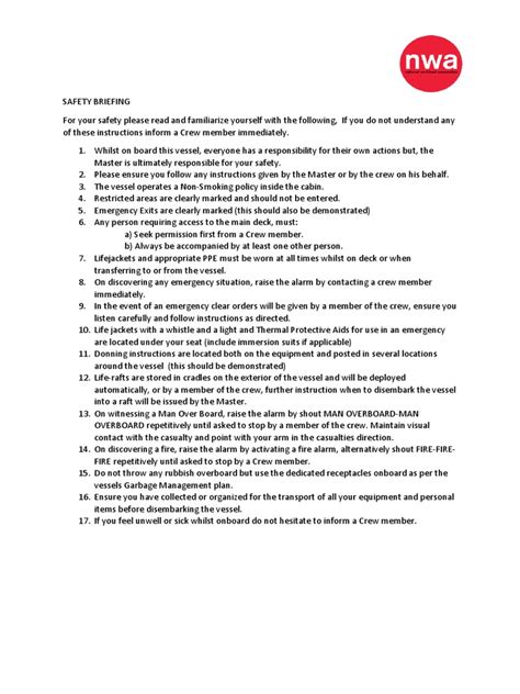 Safety Briefing Pdf Safety