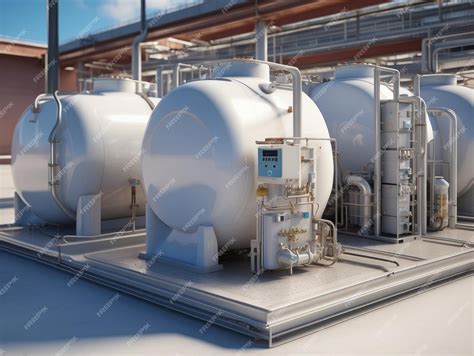 Industrial Storage Tanks With Piping And Control Systems On A Platform