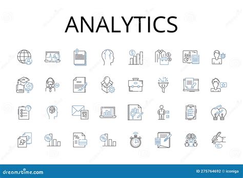 Analytics Line Icons Collection Data Mining Information Retrieval