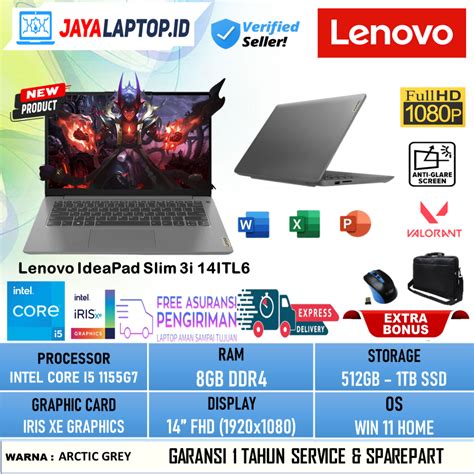 Jual Laptop Murah Baru Lenovo Ideapad Slim 3i 14itl6 Core I5 1155g7 Ram