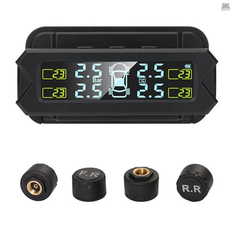 Tire Pressure Monitoring System Wireless Solar Power TPMS With Alarm Modes Auto Backlight LCD