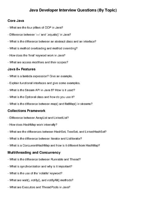 Java Developer Interview Questions Equals In Java What Is The