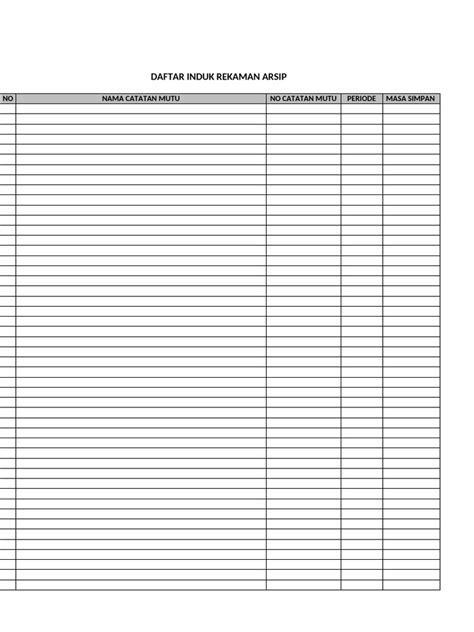 115 Form Daftar Induk Rekaman Arsip Ok Pdf