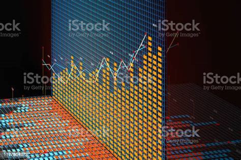 선 그래프 어두운 배경 3d 렌더링에 대한 막대 차트 및 숫자가 있는 비즈니스 차트입니다 0명에 대한 스톡 사진 및 기타 이미지
