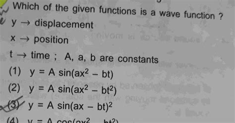 [answered] which of the given functions is a wave function displacement