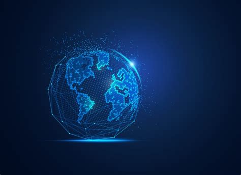 Global Network Connection Polygonal World Map Vector Image