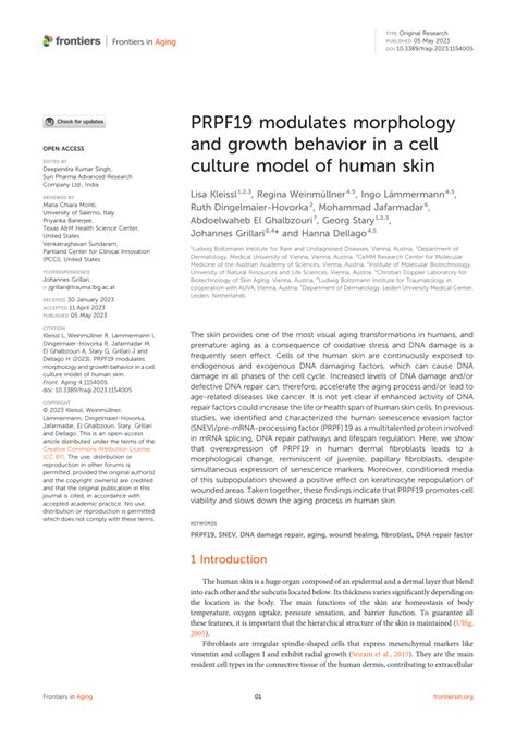 Pdf Prpf19 Modulates Morphology And Growth Behavior In A Cell Culture