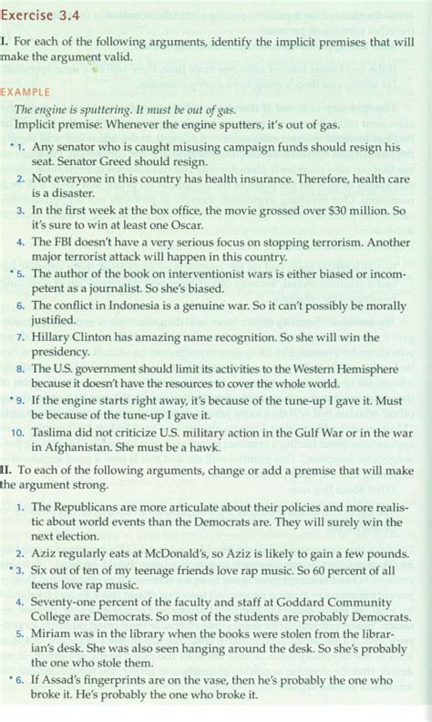 Solved The Following Asks You To Identify Implicit Premi