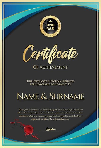 Premium Vector Certificate With Golden Seal And Colorful Design Border