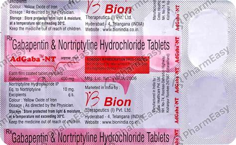 Adgaba Nt Strip Of 10 Tablets Uses Side Effects Price And Dosage