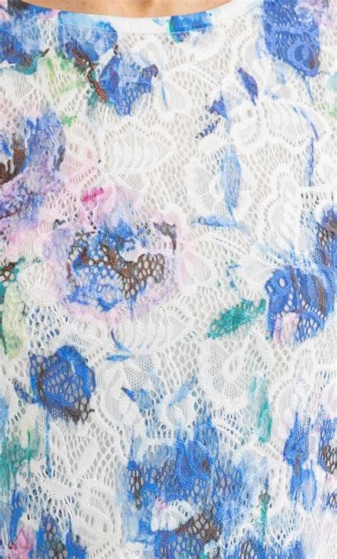 Anna Rose Printed Lace And Jersey Top In White Klass