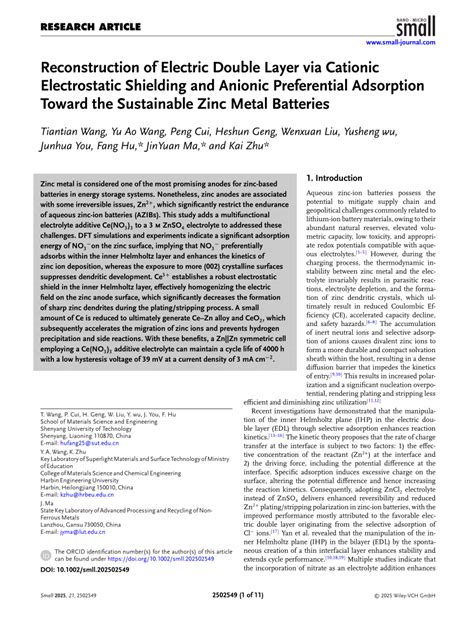 Reconstruction Of Electric Double Layer Via Cationic Electrostatic