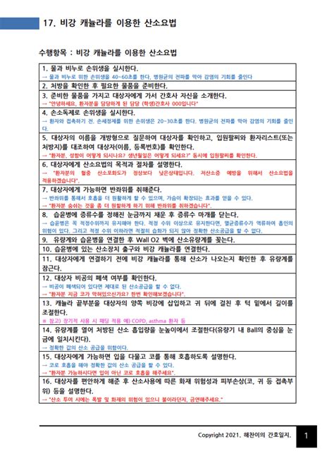 핵심기본간호술기 열일곱번째 비강 캐뉼라를 이용한 산소 요법실기편 네이버 블로그