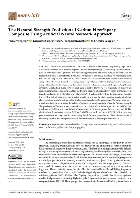 Pdf The Flexural Strength Prediction Of Carbon Fiber Epoxy Composite Using Artificial Neural