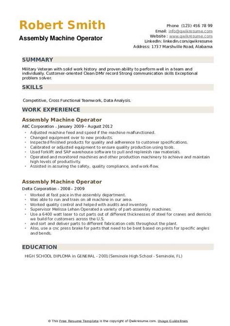 10 Assembly Operator Resume Samples And Templates For 2025
