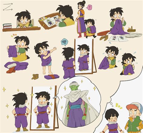 Son Gohan Chi Chi Piccolo And Kuririn Dragon Ball And 1 More Drawn