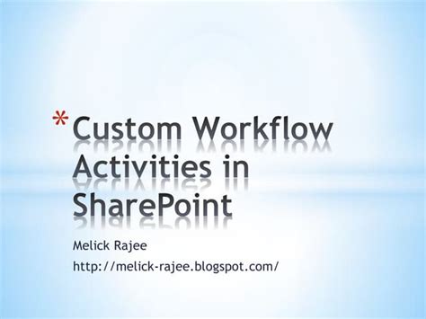 Custom Workflow In Sharepoint Pdf
