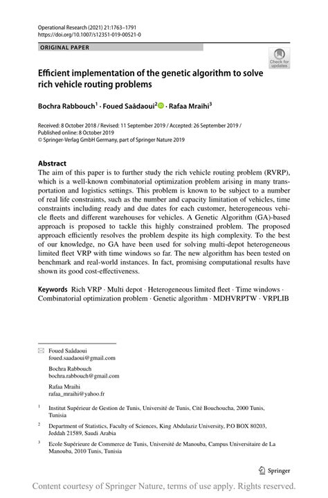 efficient implementation of the genetic algorithm to solve rich vehicle