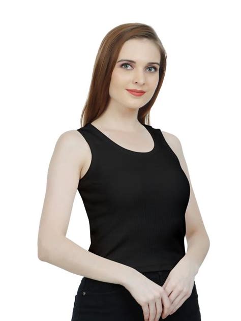 Buy Fasska Womens Tank Top Ribbed Cotton Stylish Crop Top Sleeveless