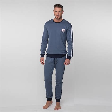 Pijama Hombre Algodón Manga Larga Con Puños Abanderado
