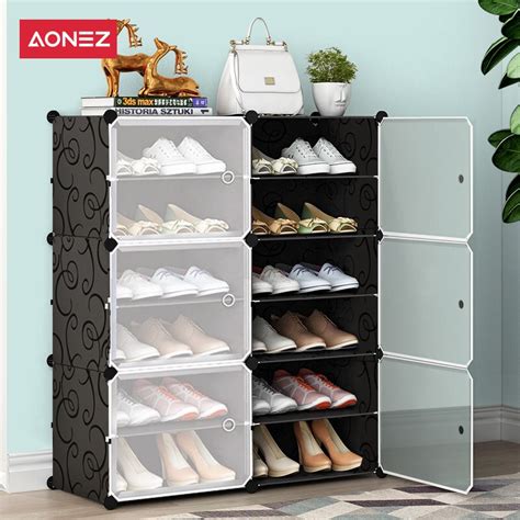 Jual Aonez Rak Sepatu Tertutup Rak Sepatu Susun Portable Lemari Sepatu