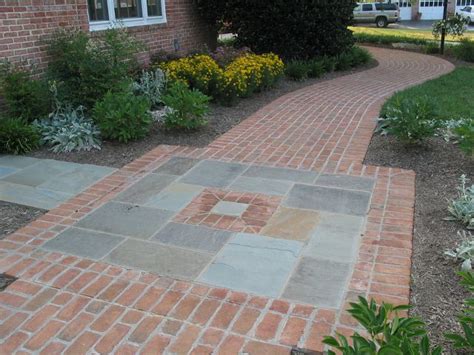 Flagstone And Brick Lake House Patio Landscaping Images Focal Point
