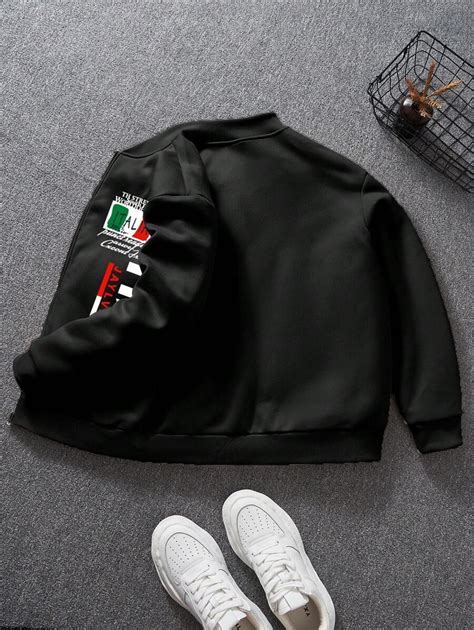 Manfinity Homme Mens Casual Slogan Print Muscle Jacket Autumnwinter