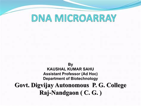 Dna Micro Array By Kk Sahu Pptx