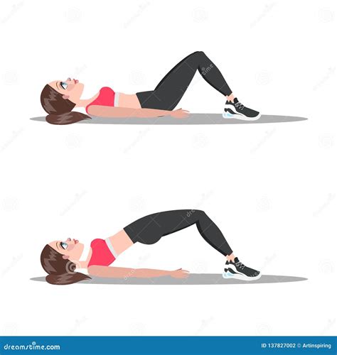 Woman Doing A Glute Bridge Buttock Workout Stock Vector
