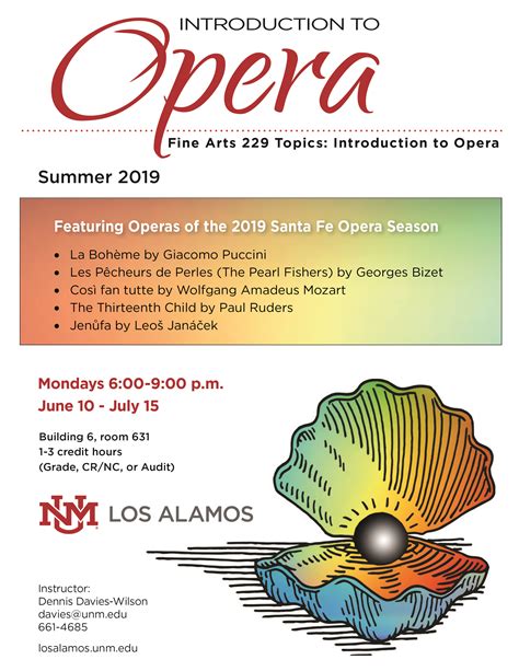 Unm La Offers Introduction To Opera Class On 2019 Santa Fe Opera Season Works Los Alamos Reporter