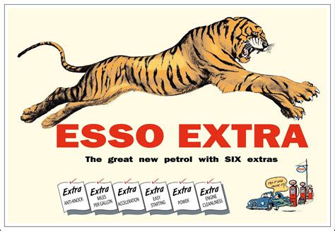 Vintage Style 1950s Esso Leaping Tiger Motoring Advert Poster Print Souvenir T Poster