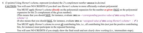 solved 6 3 points using horner s scheme represent
