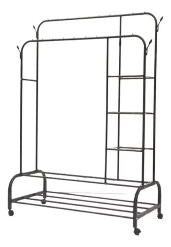Arara Guarda Roupa Cabideiro Duplo Quarto Closet Sapateiro Cor Preto MercadoLivre