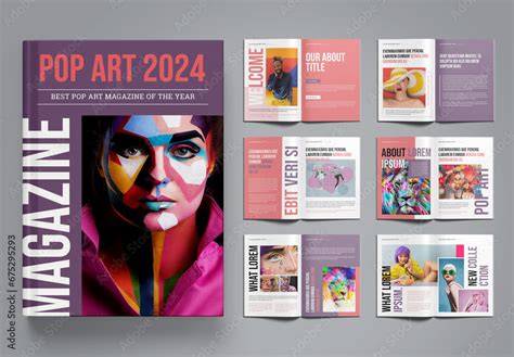 Pop Art Magazine Template Design Layout Stock Template Adobe Stock