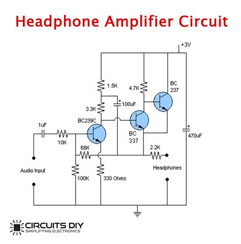 Simple Headphone Amplifier Circuit Amplifier Headphone Amplifiers Electronic Circuit Design
