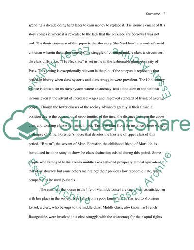 Literary Analysis Interpretation The Novel Of The Necklace By Guy De