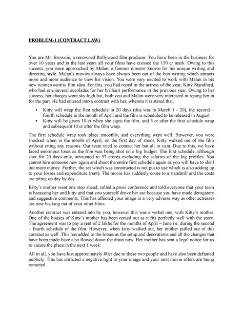Problem 1 Cc Mediation Mock Problems For Practise Problem 1