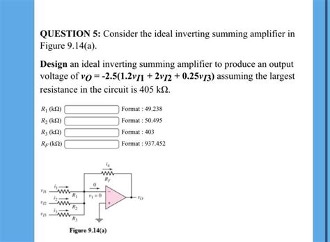Solved Question Consider The Ideal Inverting Summing Chegg