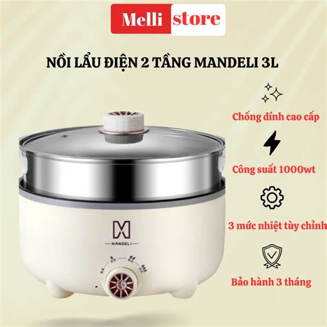 Nồi Lẩu Điện 2 Tầng Melli Nồi Điện Đa Năng 2 Tặng Kèm Giá Hấp Inox Dung