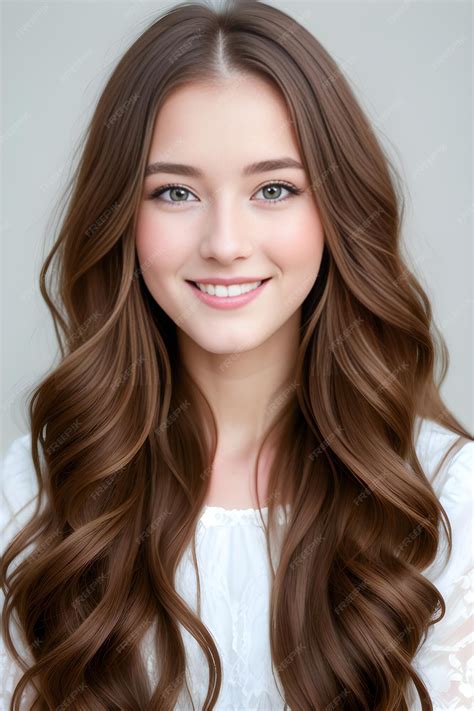 Premium Ai Image A Woman With Long Brown Hair And A White Shirt With