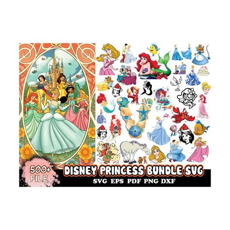 500 Disney Princess Bundle Svg Disney Svg Princess Svg Inspire Uplift