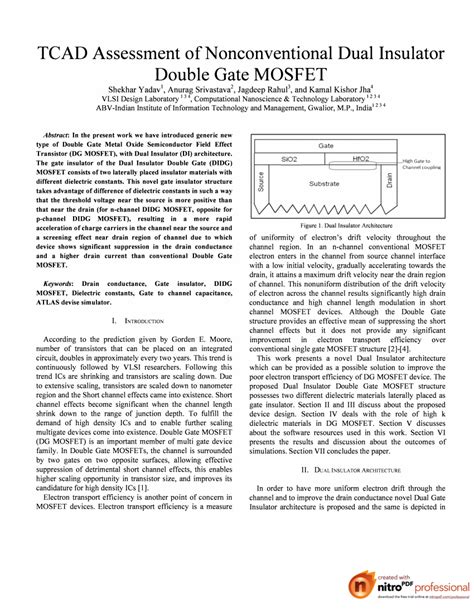Pdf Tcad Assessment Of Nonconventional Dual Insulator Double Gate Mosfet