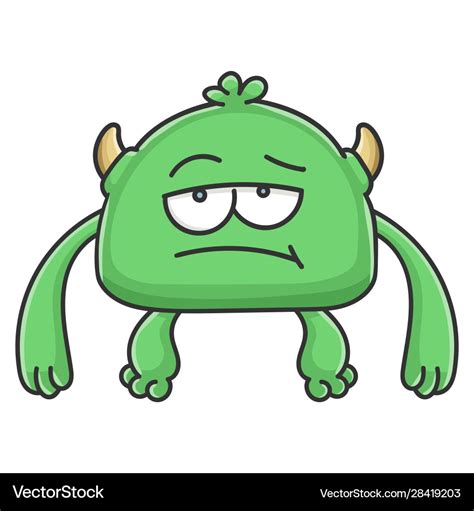 Sad Green Goblin Monster Royalty Free Vector Image