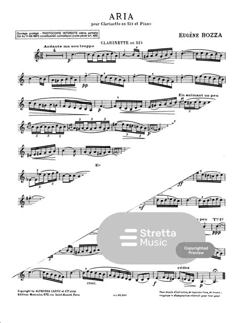 Aria De Eugène Bozza Comprar En Stretta Tienda De Partituras Online